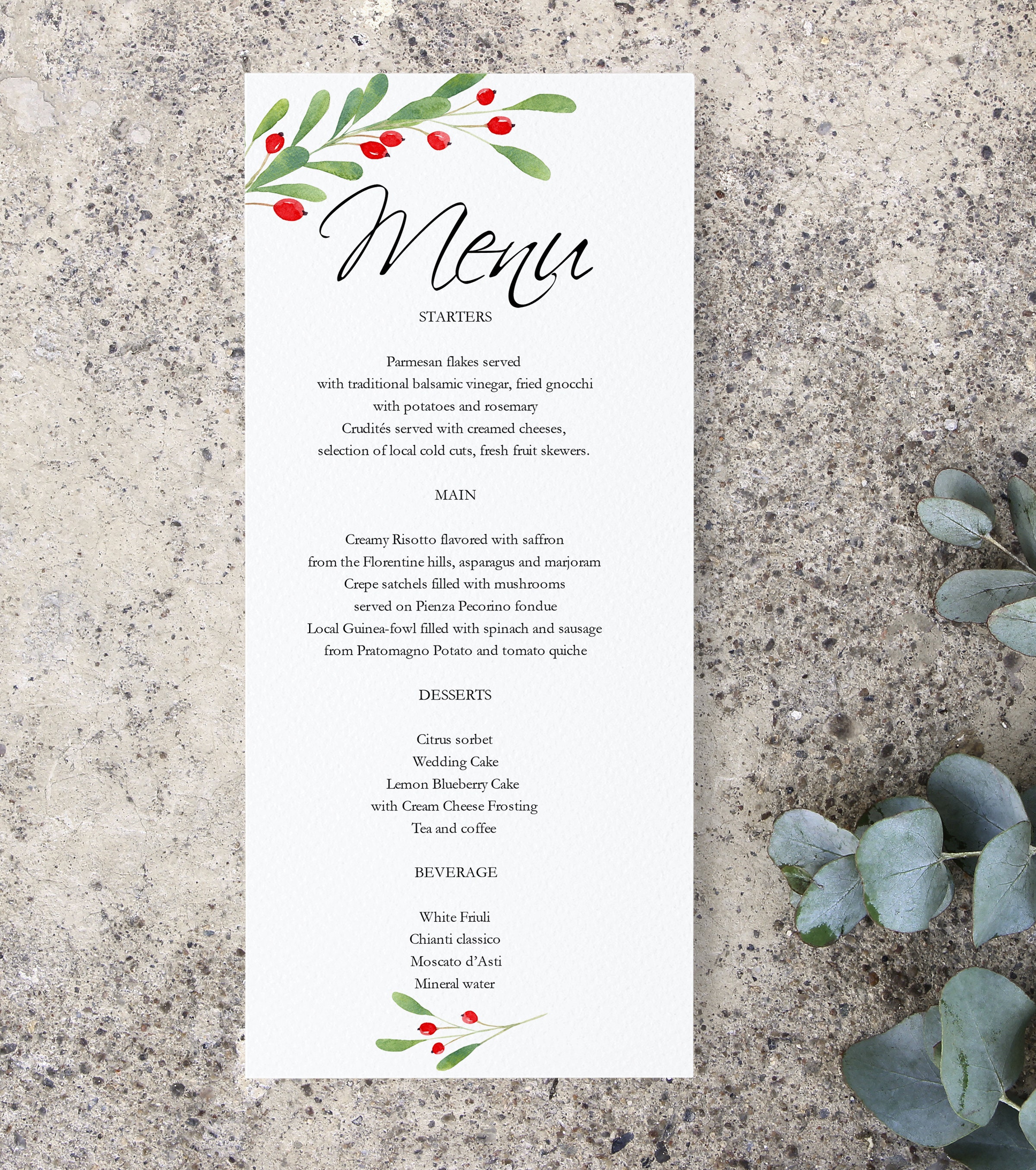 Christmas Party Menu Template Printable Winter Wedding Menu - Etsy