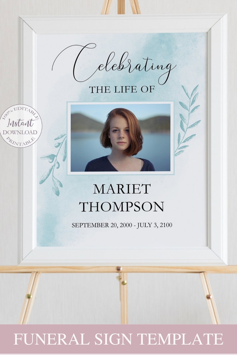 Funeral Welcome Sign Template Editable Funeral Poster - Etsy