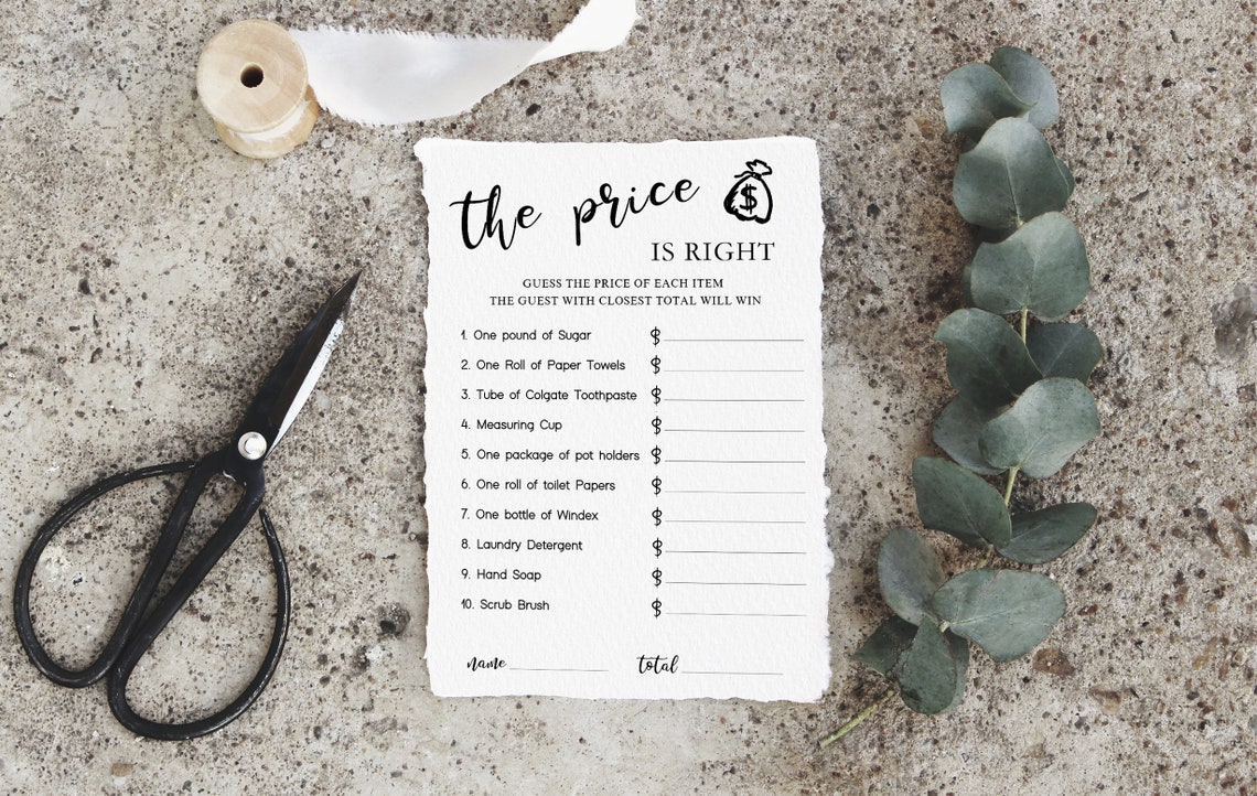 Editable the Price is Right Game Bridal Shower Rustic Custom | Etsy