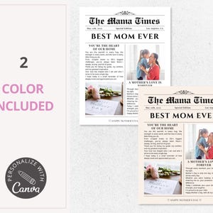 Editable Mother's Day Newspaper | First Mothers Day Gift | Custom ...