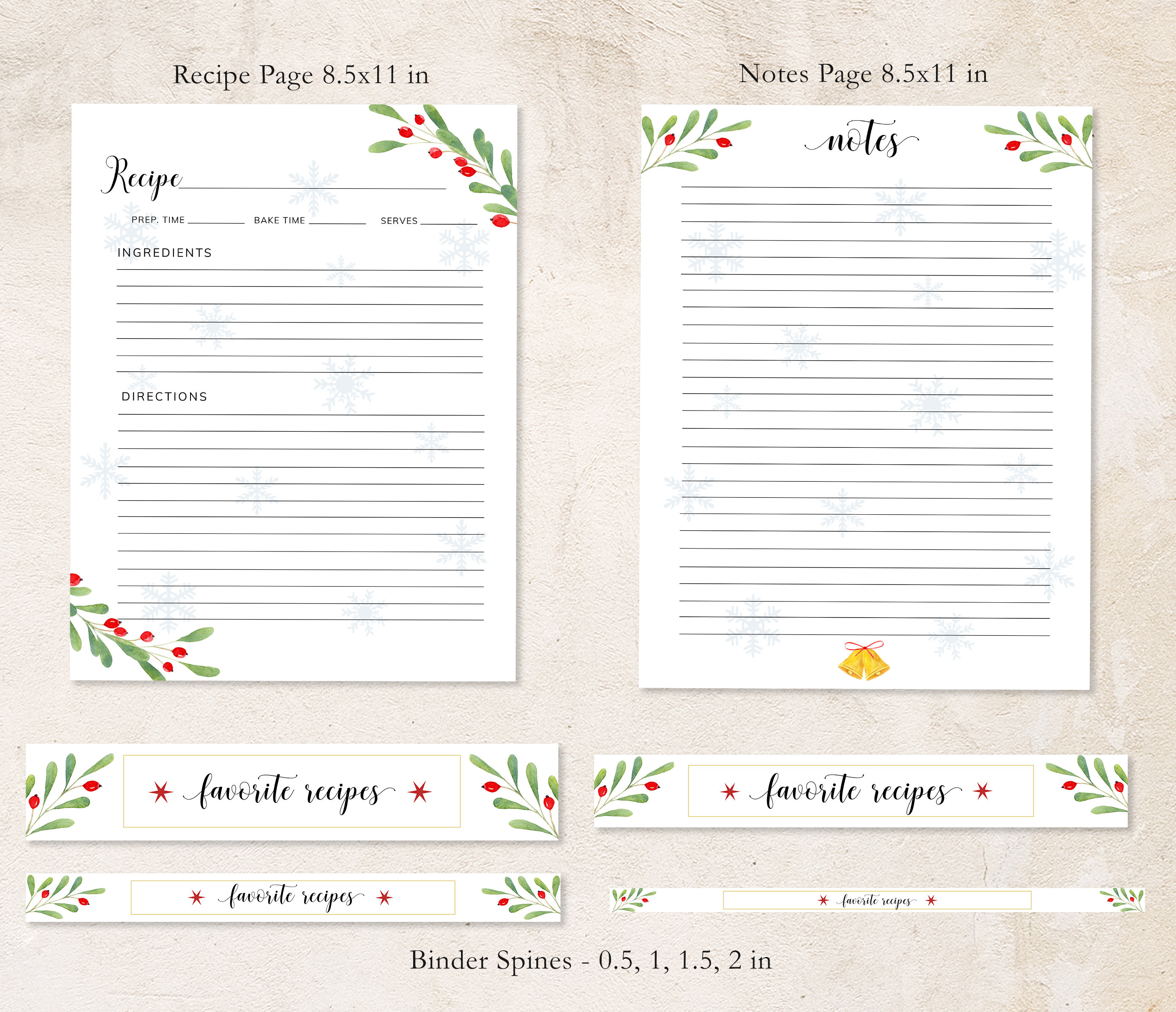Christmas Recipe Book Printable Family Recipe Book Xmas | Etsy