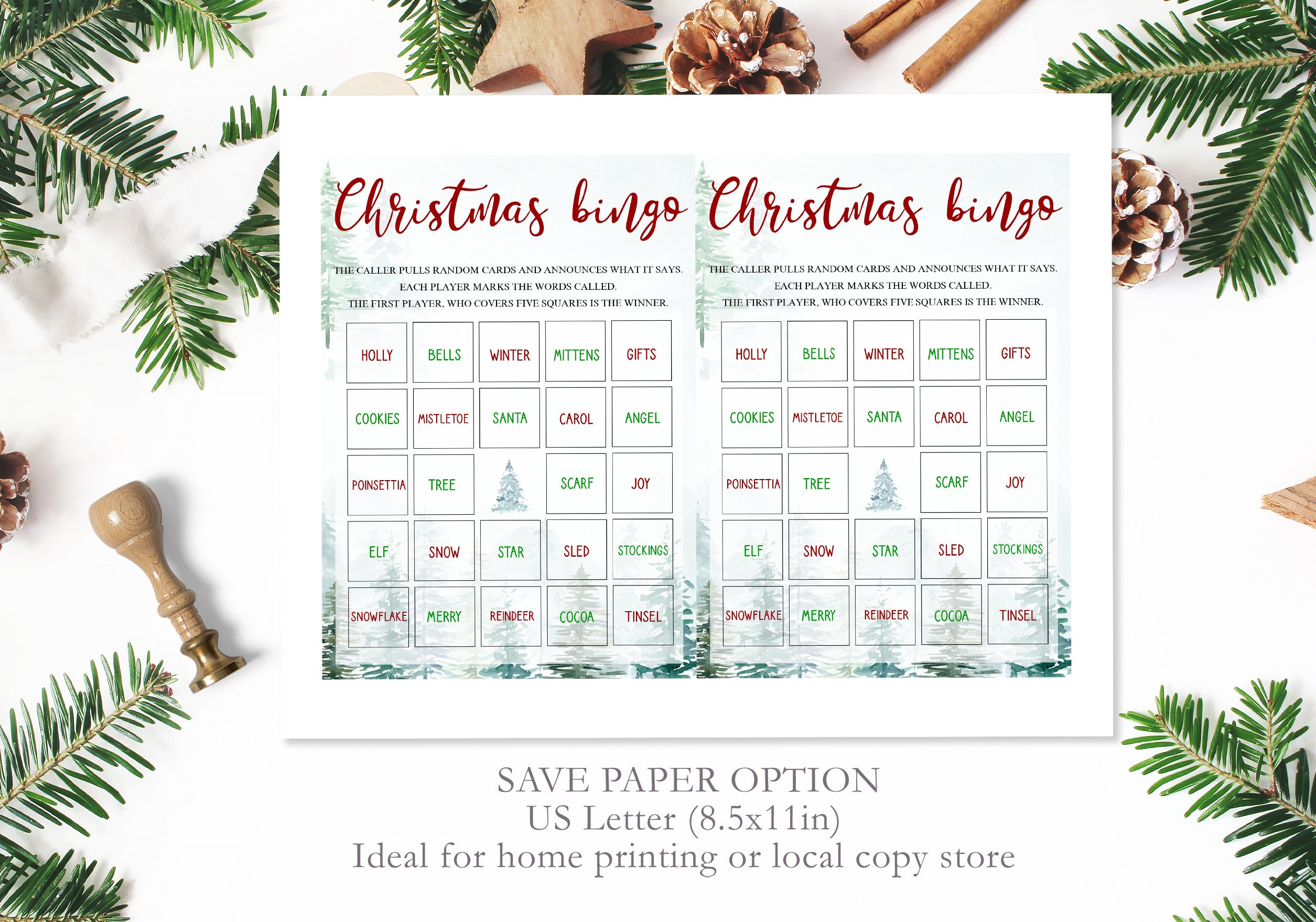 Christmas Bingo Game Template Editable Christmas Bingo Cards - Etsy