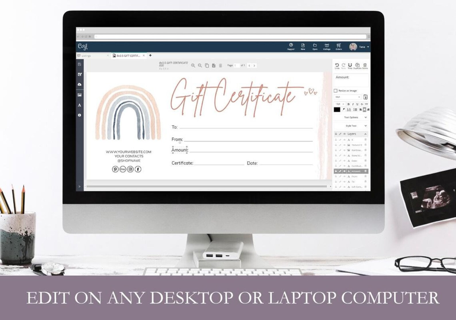 Gift Certificate Template Printable Editable Etsy Gift Card | Etsy