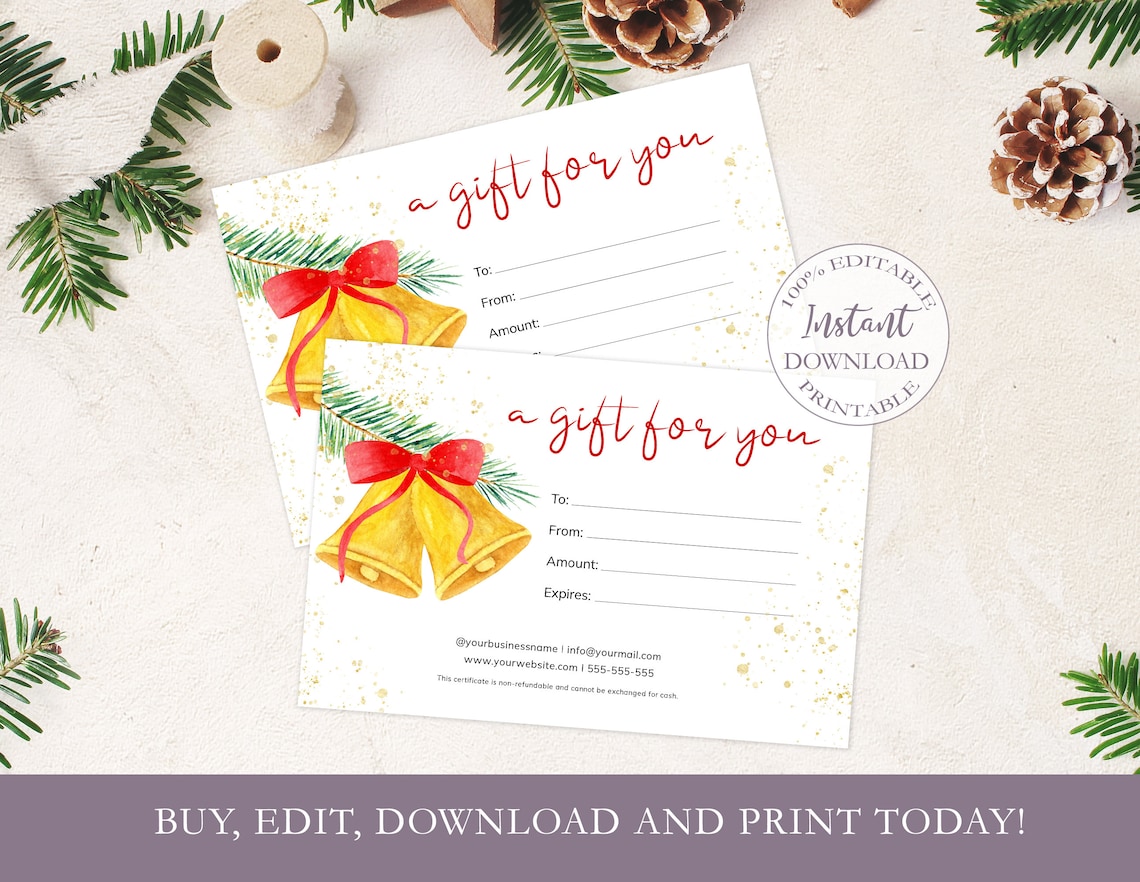 Gift Certificate Template Printable A Gift for You Card - Etsy