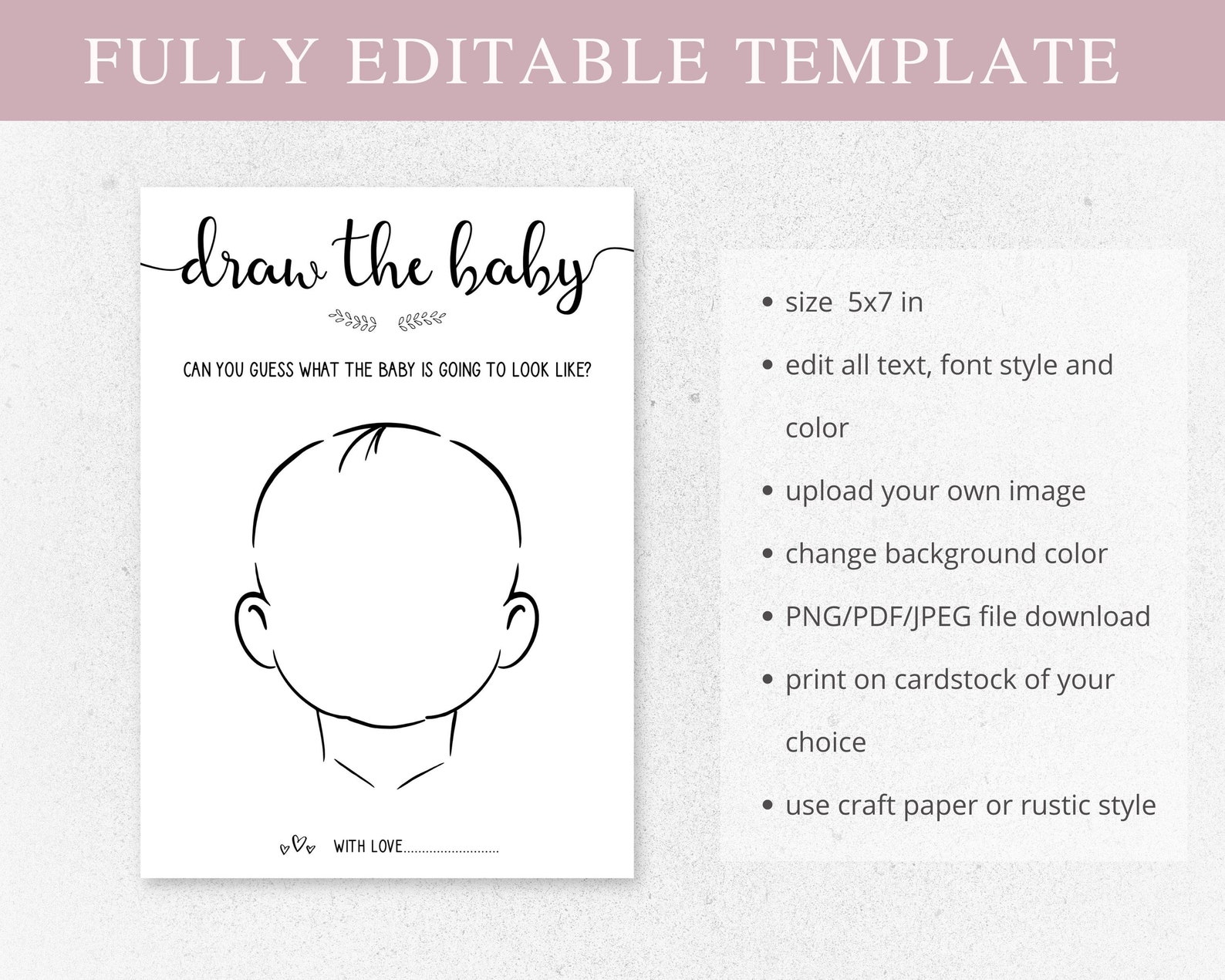 Baby Shower Draw the Baby Game Printable Baby Shower Games - Etsy Canada