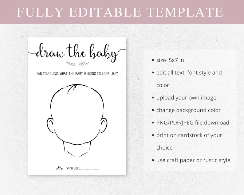 Baby Shower Draw the Baby Game Printable Baby Shower Games - Etsy Canada