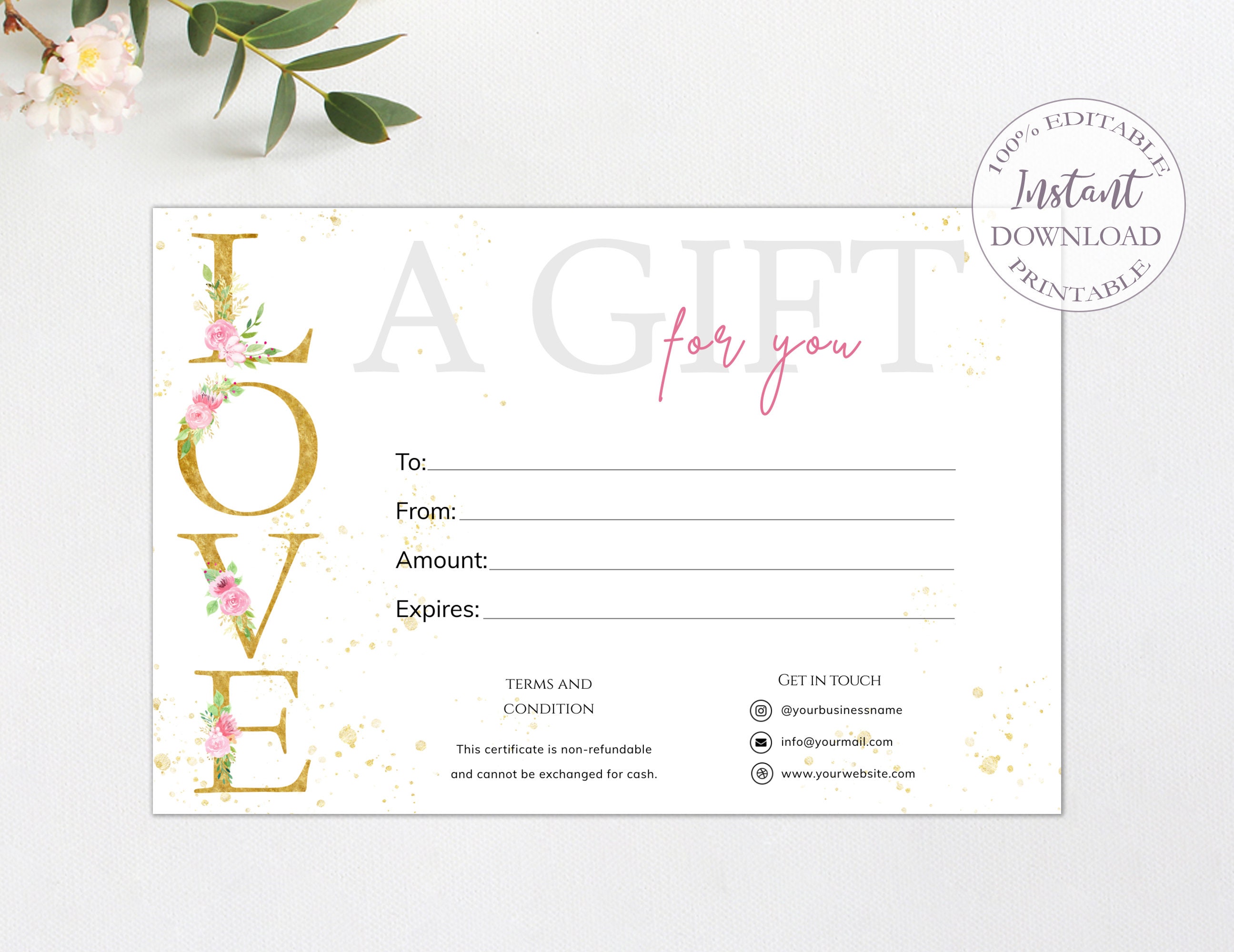 Romantic Gift Certificate Template