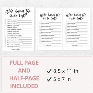 Who Knows the Bride Best Game | Printable Bridal Shower Game ...