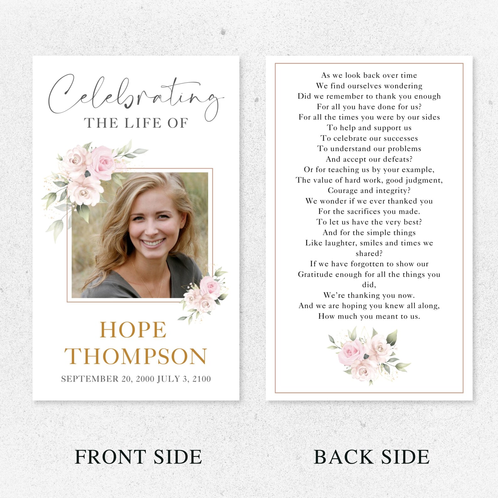 Editable Prayer Card Canva Template | Funeral Card for Celebration of ...