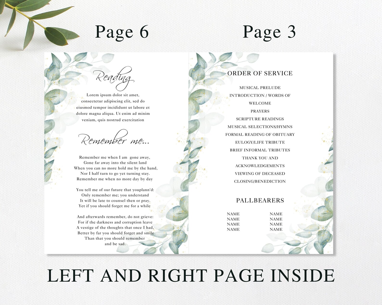 8 Page Funeral Program Template I Editable Canva Template I Printable ...