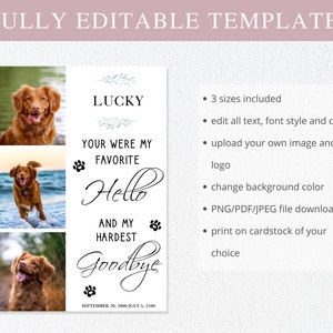 Pet Memorial Card I Editable Canva Template I Pet Loss Gift Card I ...