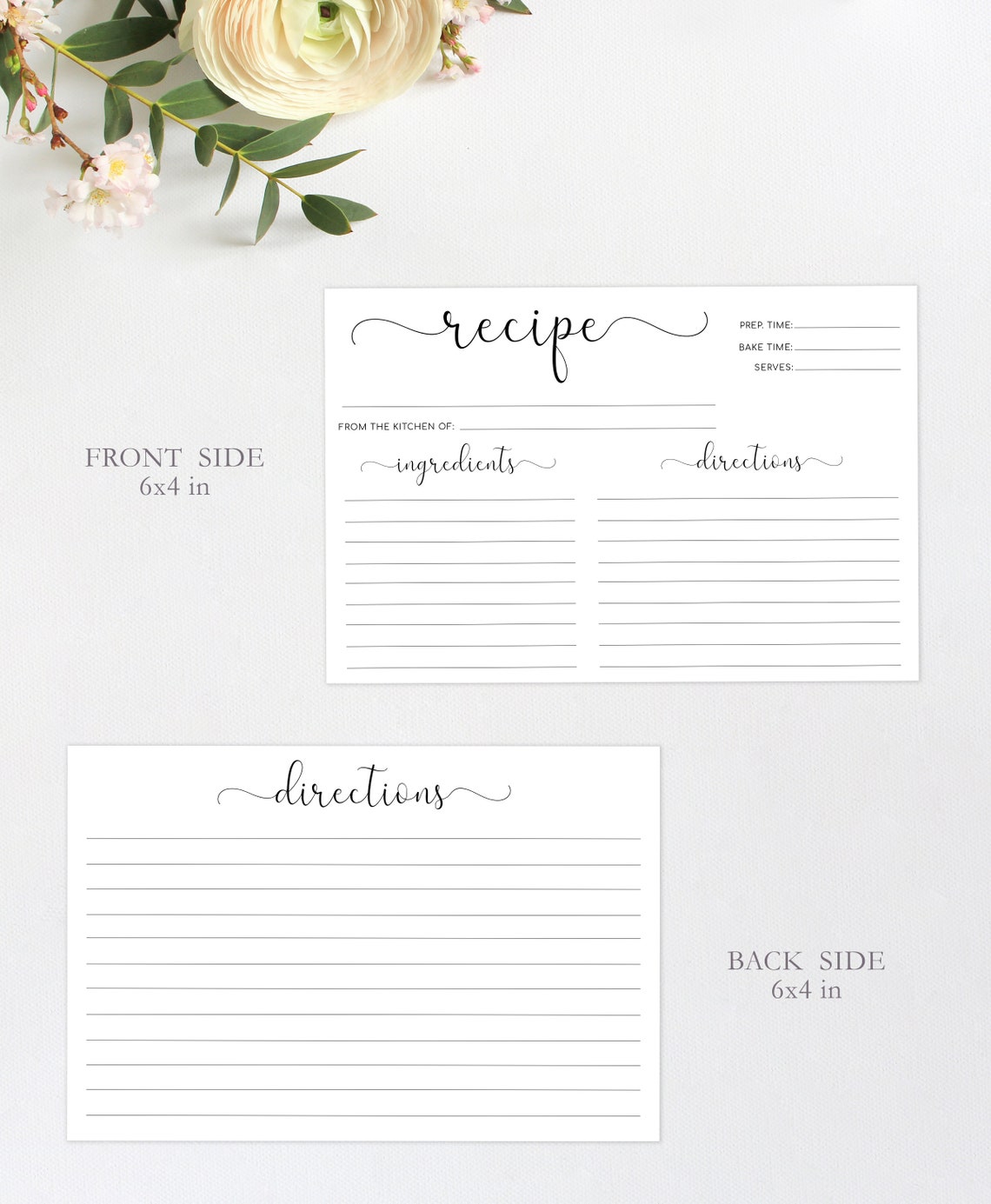 Recipe Cards Printable Recipe Card Template Recipe Cards | Etsy