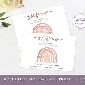 Rainbow Gift Card Template, Editable A Gift for You Card, Printable ...