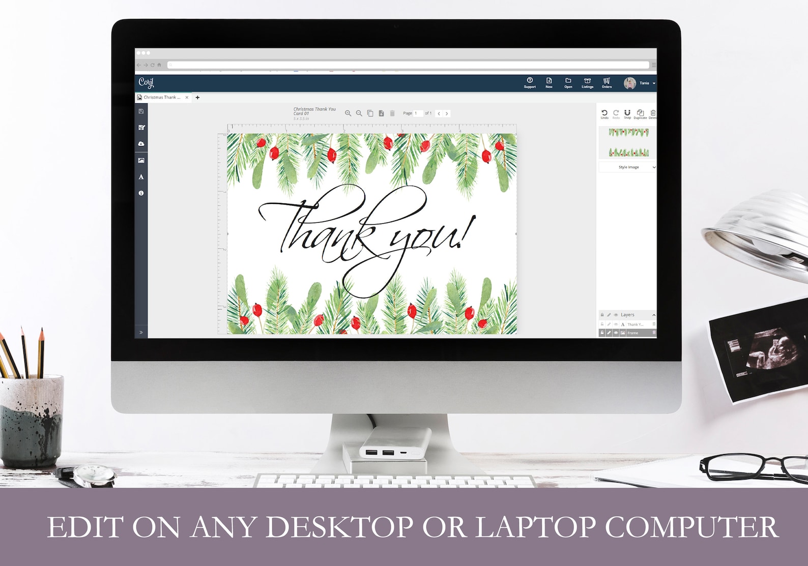 Christmas Thank You Card Template Printable Xmas Thank You - Etsy