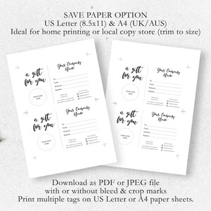 Rustic Gift Card Printable, Editable Etsy Gift Card for Customers ...