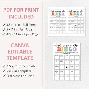 Kids Find the Guest Bingo Game I Editable Canva Get to Know You ...