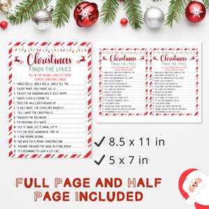 Editable Christmas Lyric Game | Finish the Phrase Holiday Party Game ...