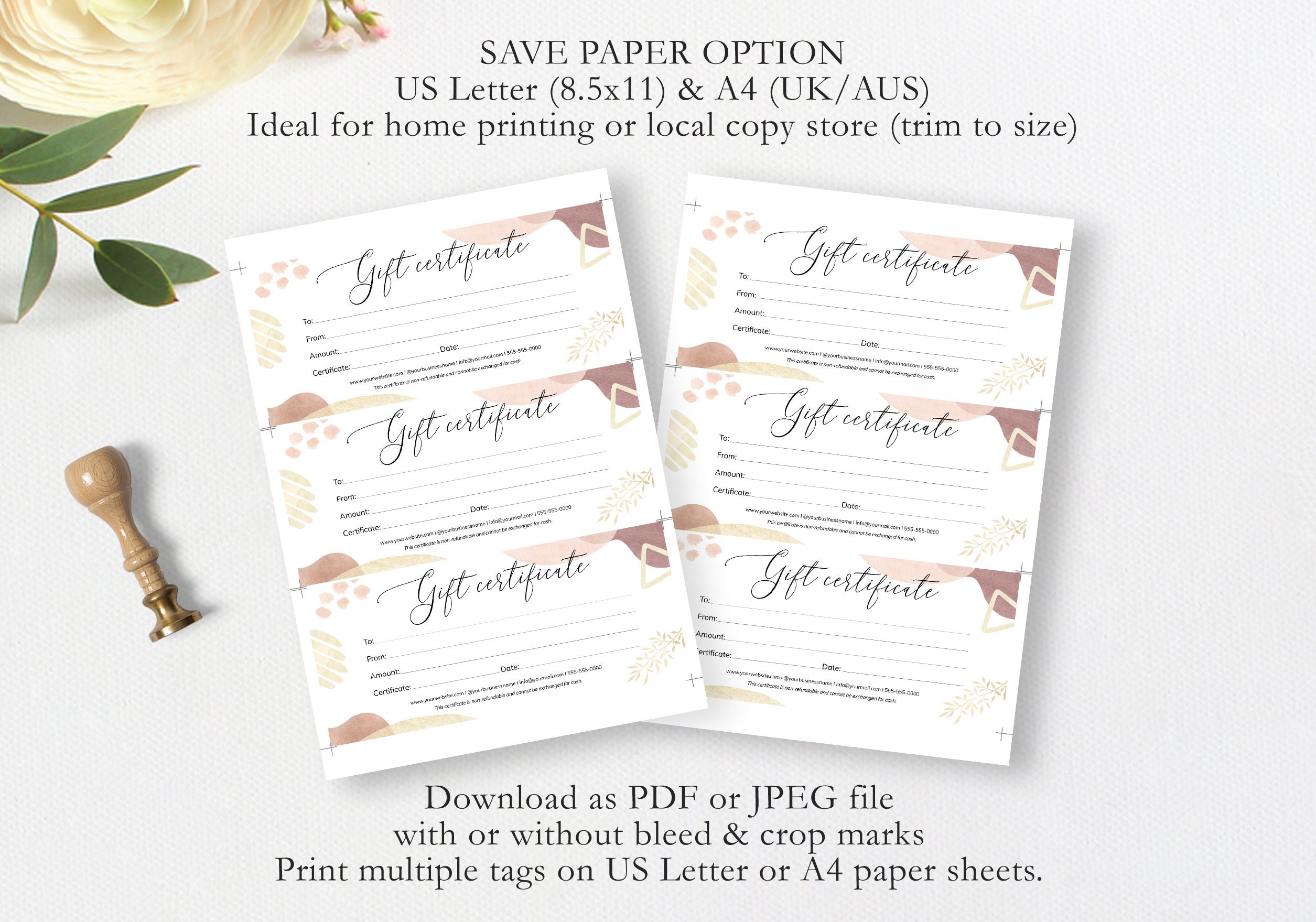 Gift Certificate Digital File Email Gift Card Template - Etsy