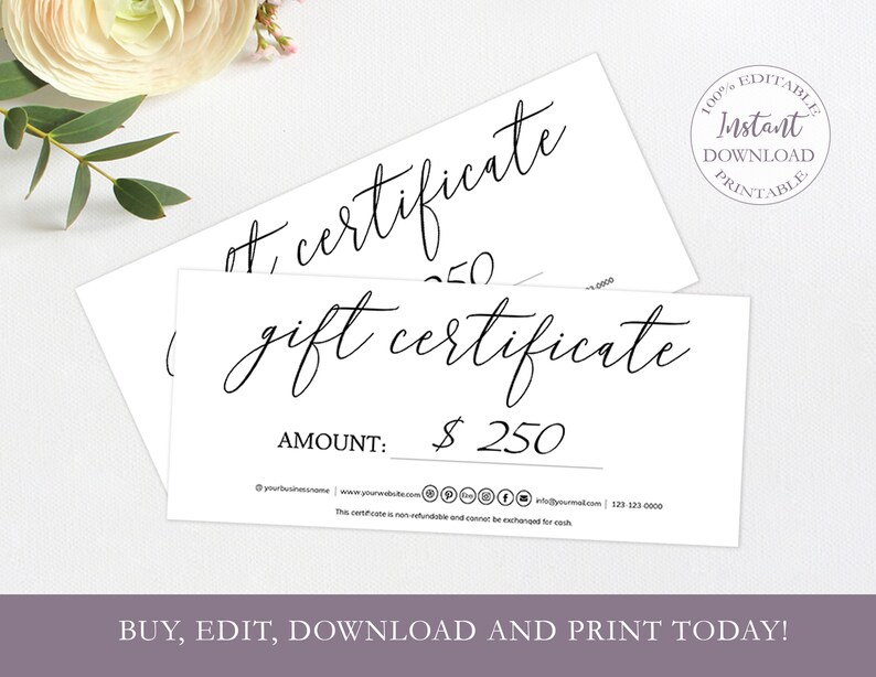 Gift Certificate Template Printable Editable Etsy Gift Card - Etsy