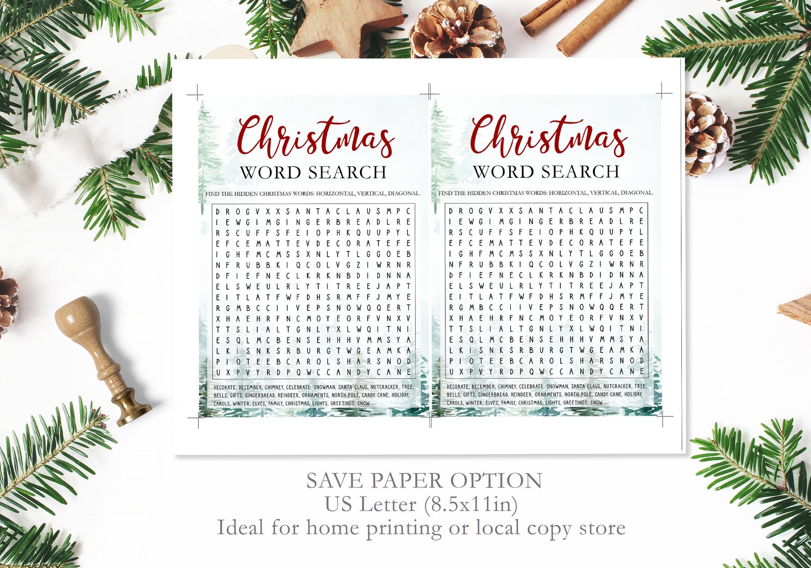 Christmas Word Search Game Editable Holiday Party Family - Etsy
