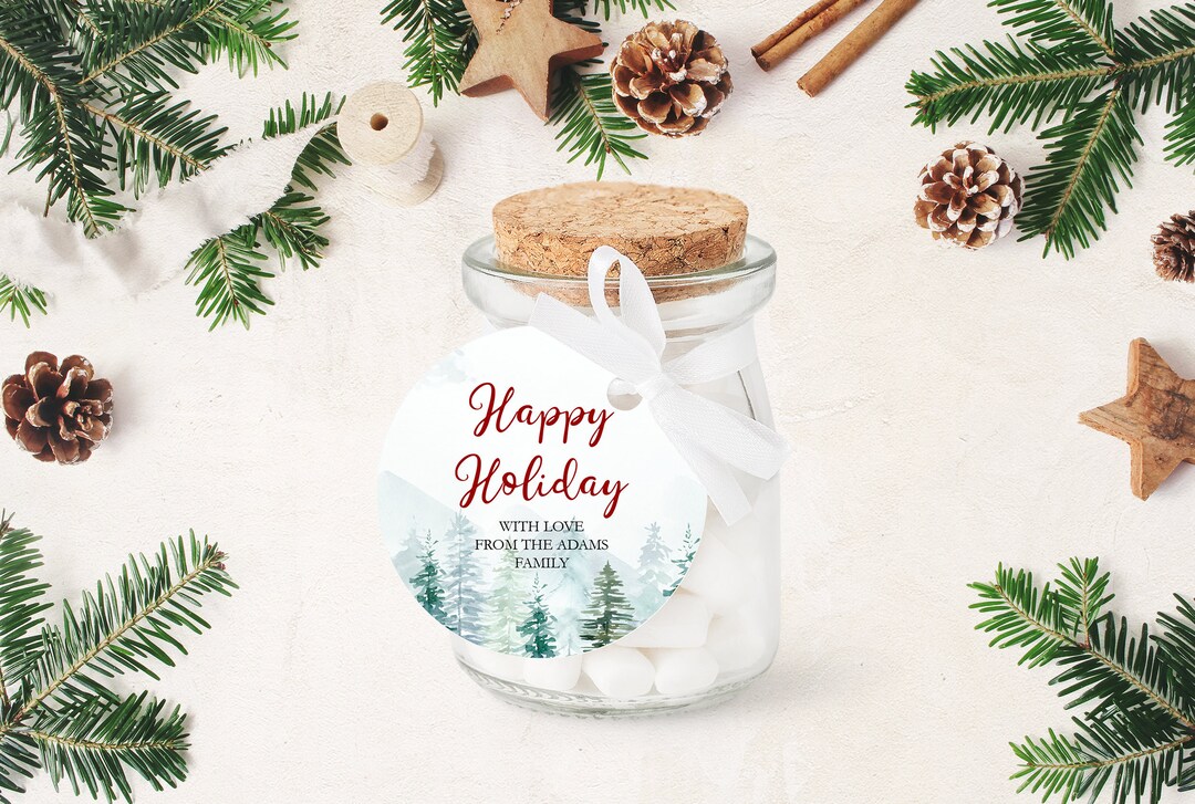 Happy Holiday Gift Tags Template, Printable Christmas Gift Favor Tags ...