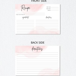 Pink Recipe Cards Editable, Recipe Card Template, 4x6 Recipe Cards ...