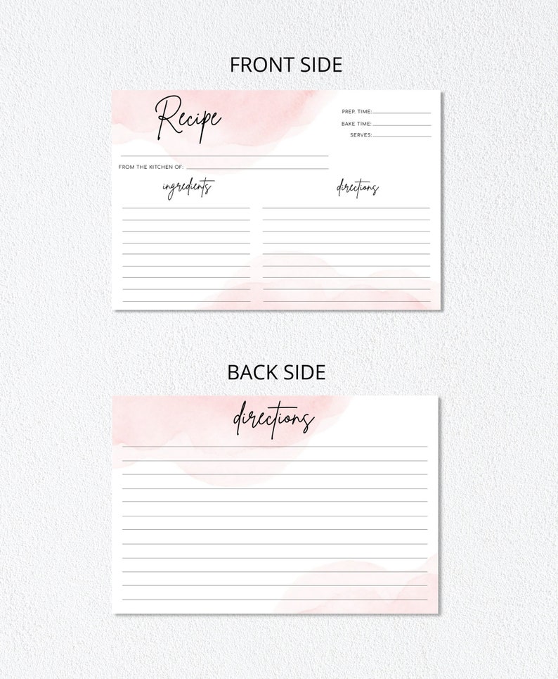 Pink Recipe Cards Editable Recipe Card Template 4x6 Recipe - Etsy