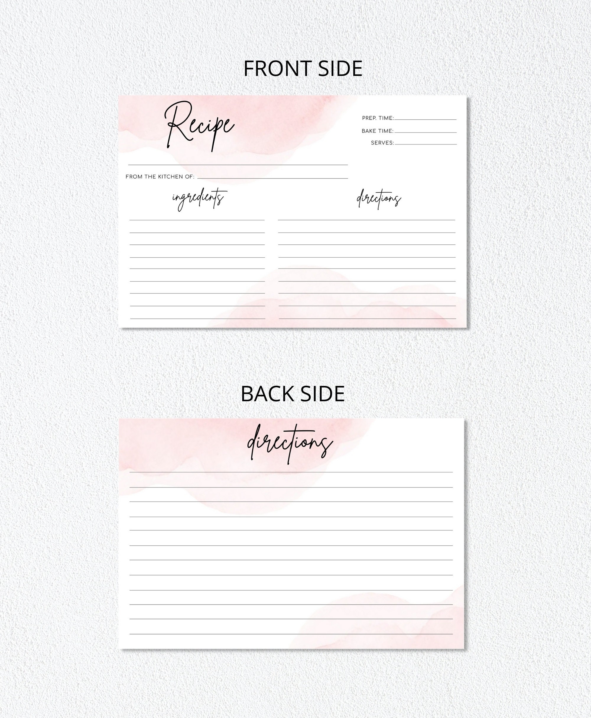 Pink Recipe Cards Editable Recipe Card Template 4x6 Recipe | Etsy