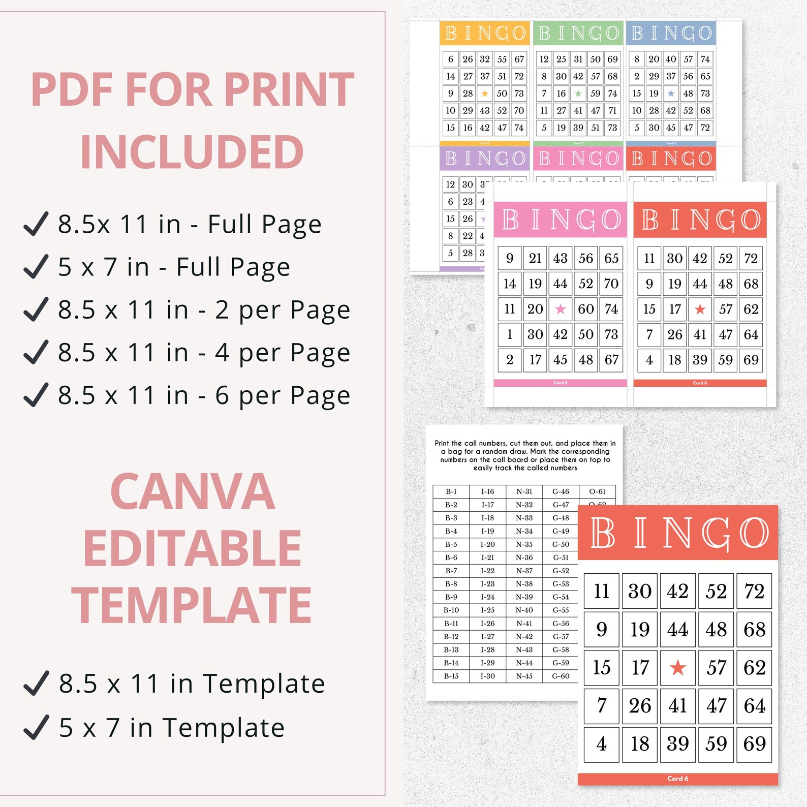 100 Printable Bingo Cards | 1, 2, 4 and 6 per Page, Custom Bingo Card ...