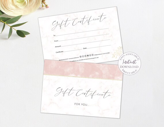 Gift Certificate Template Editable Egift Card Printable - Etsy