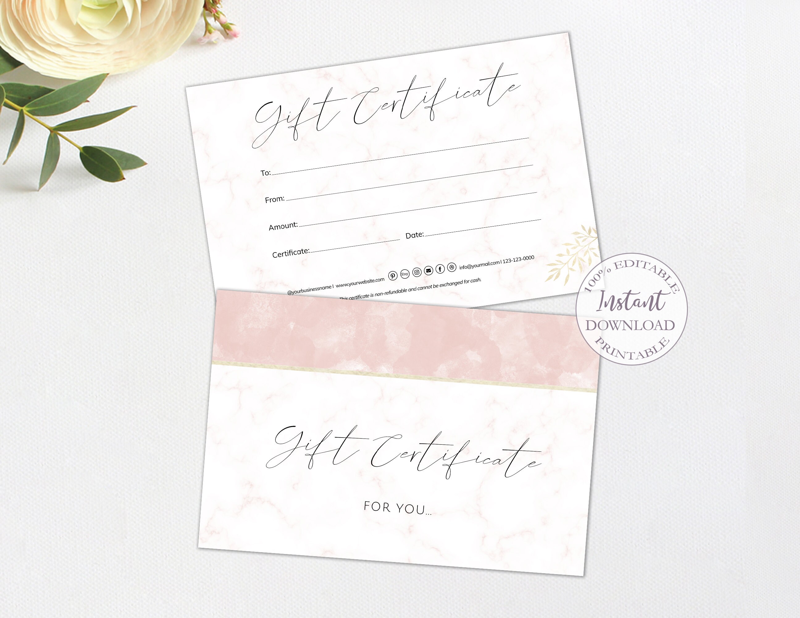 Gift Certificate Template Editable Egift Card Printable - Etsy