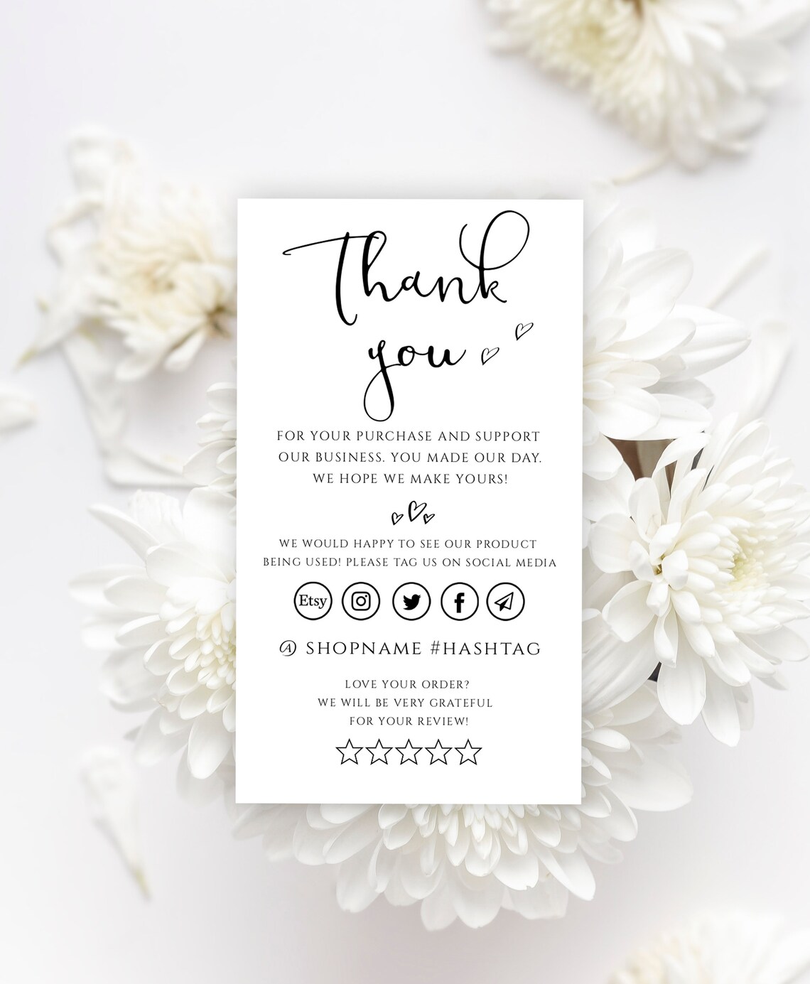 Thank You Insert Card Template Editable Social Media Cards - Etsy