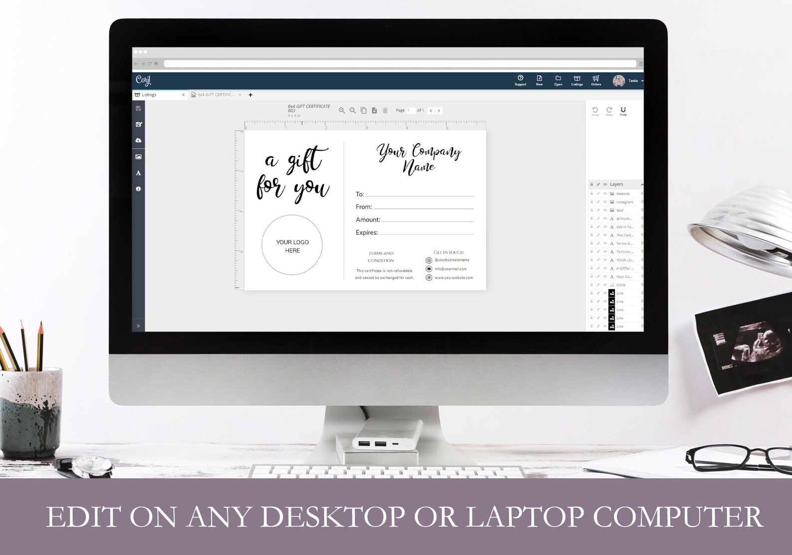 Rustic Gift Card Printable, Editable Etsy Gift Card for Customers ...