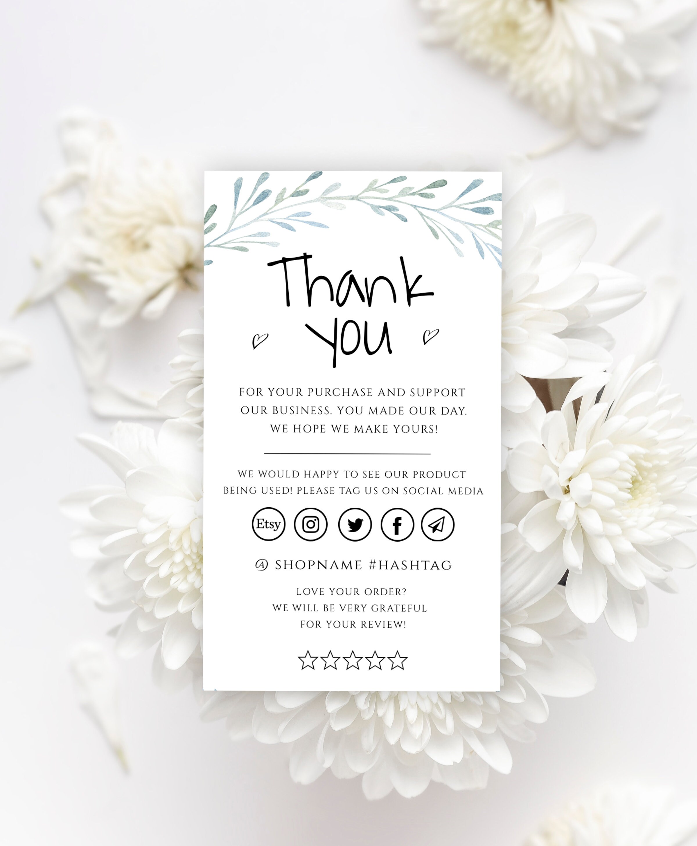 Rustic Thank You Card Template Printable Thank You for Order - Etsy
