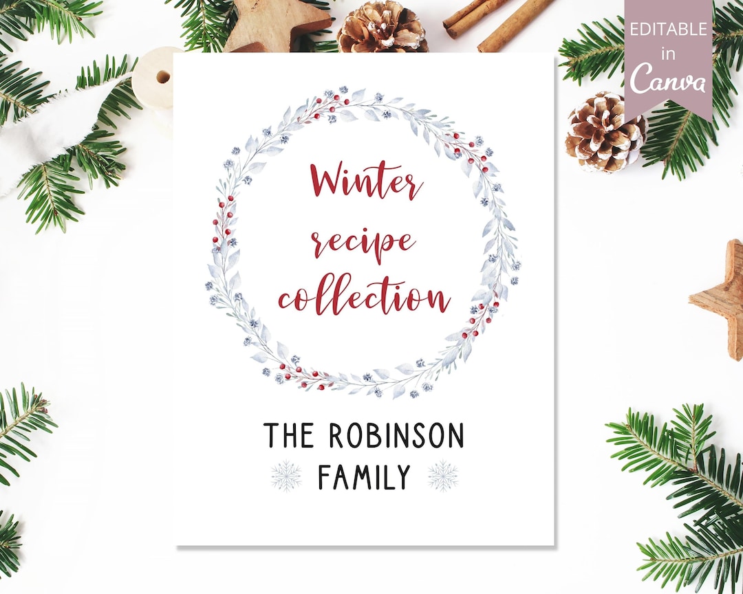 Christmas Recipe Book Printable Family Recipe Book Xmas - Etsy