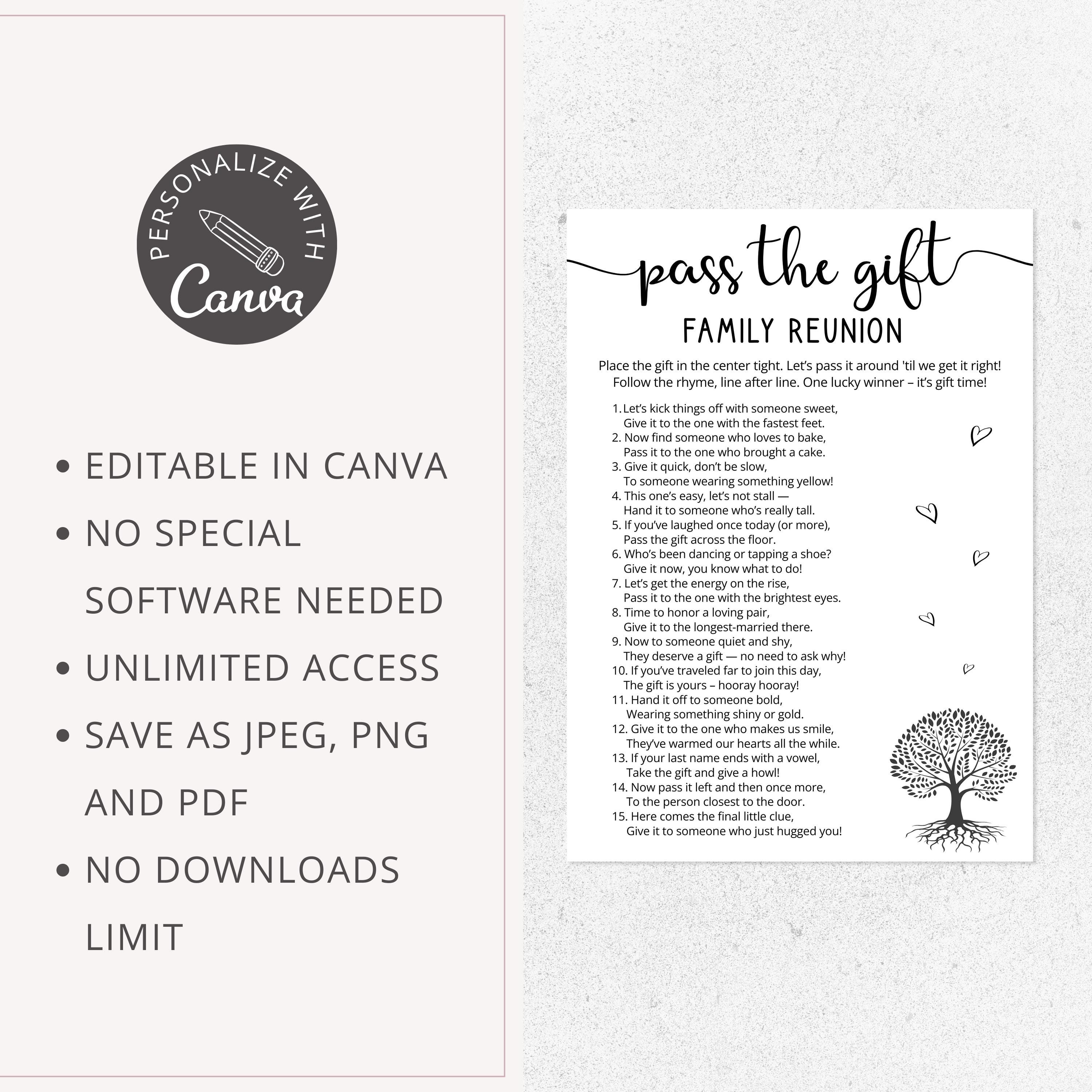 Pass the Gift Poem Game for Family Reunion | Ice Breaker Activities for ...