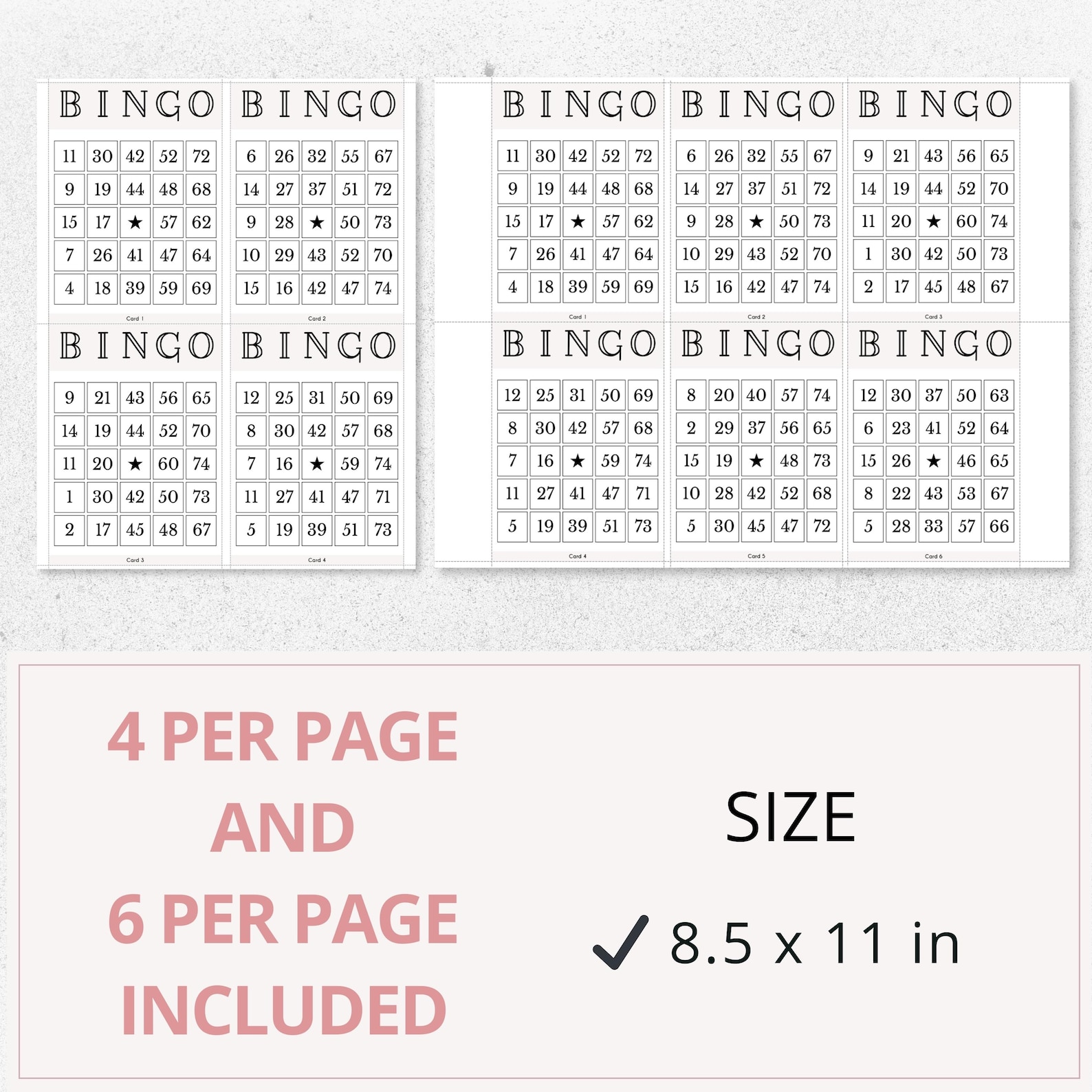 100 Printable Bingo Cards | 1, 2, 4 and 6 per Page, Custom Bingo Card ...
