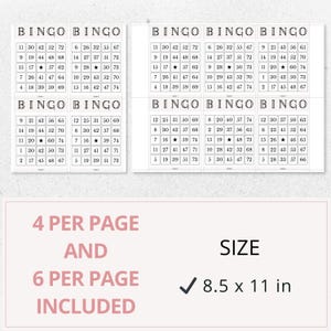 100 Printable Bingo Cards | 1, 2, 4 and 6 per Page, Custom Bingo Card ...