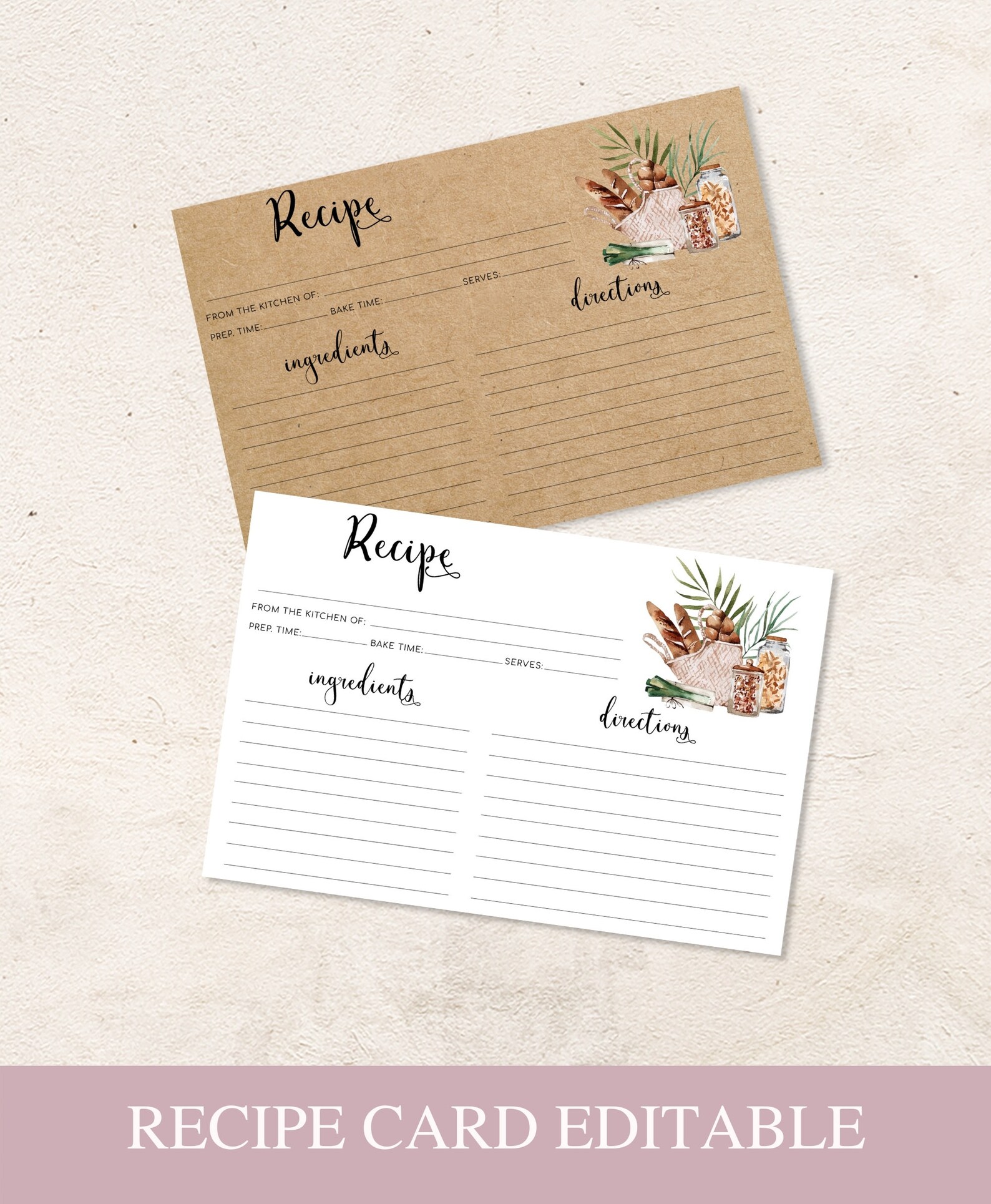 Recipe Card Template Editable Printable Recipe Cards 4x6 - Etsy