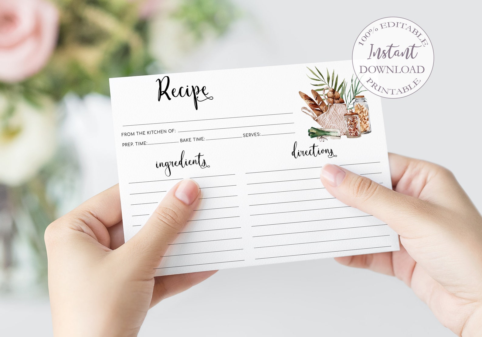 Recipe Card Template Editable Printable Recipe Cards 4x6 - Etsy