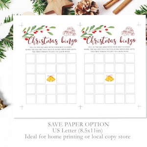 Christmas Bingo Editable, Editable Christmas Bridal Shower Bingo Games ...