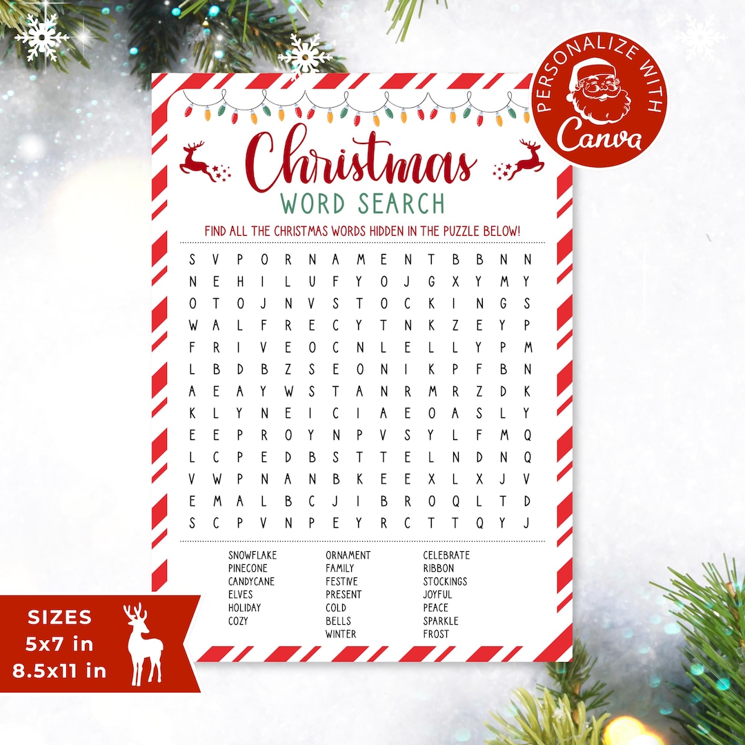 Christmas Day Word Search Game | Editable Holiday Word Puzzle Canva ...