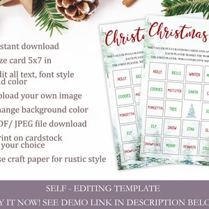 Christmas Bingo Game Template, Editable Christmas Bingo Cards Game ...