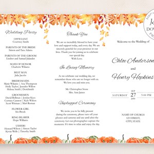 Fall Wedding Program Fan Printable Ceremony Programs Wedding - Etsy