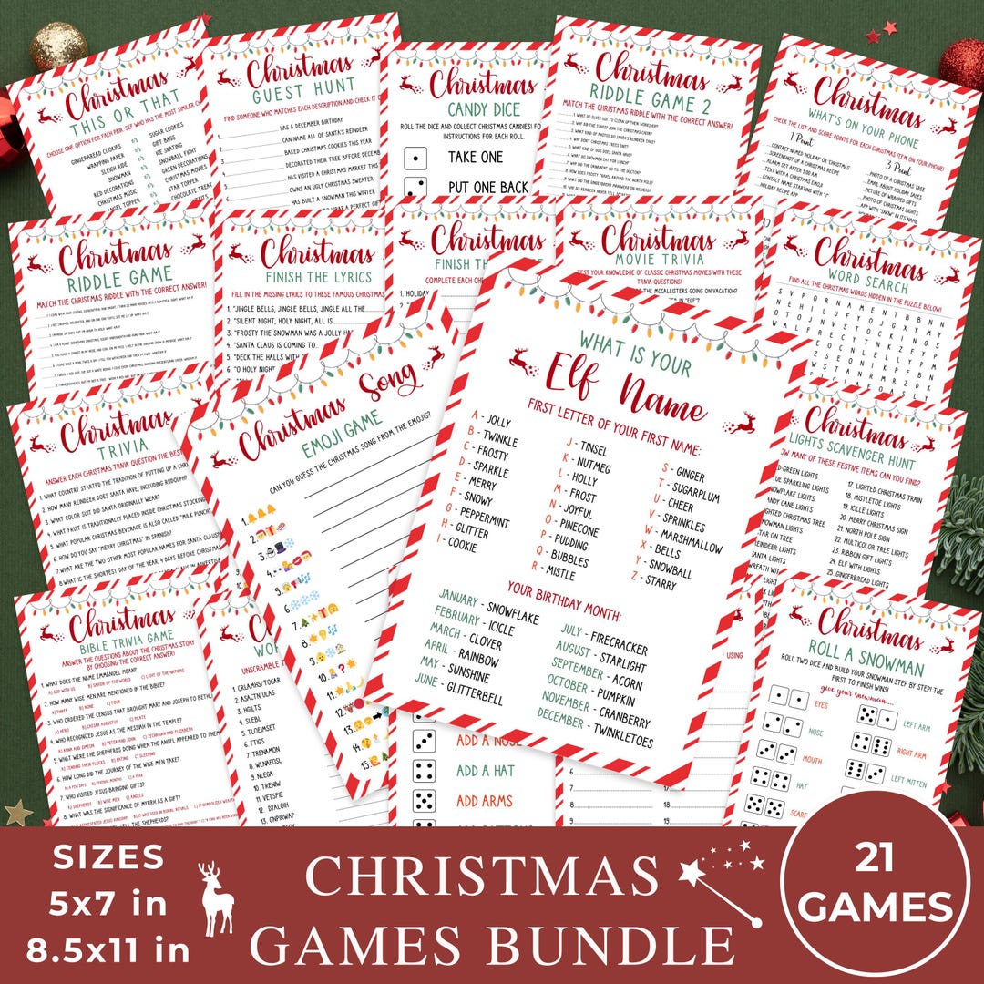 Christmas Games Bundle | Editable Canva Template, Scavenger Hunt ...