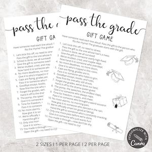 Pass the Prize Graduation Games Canva Template, Fun Gift Exchange Game ...