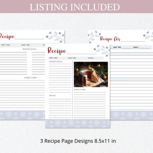 Christmas Recipe Book Printable Family Recipe Book Xmas - Etsy