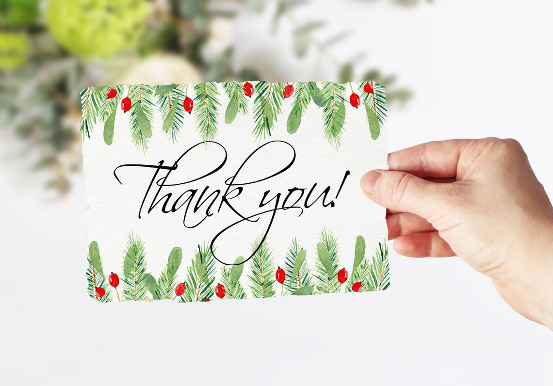 Christmas Thank You Card Template Printable Xmas Thank You - Etsy