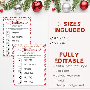 Christmas Candy Dice Game Printable | Editable Canva Template for Kids ...