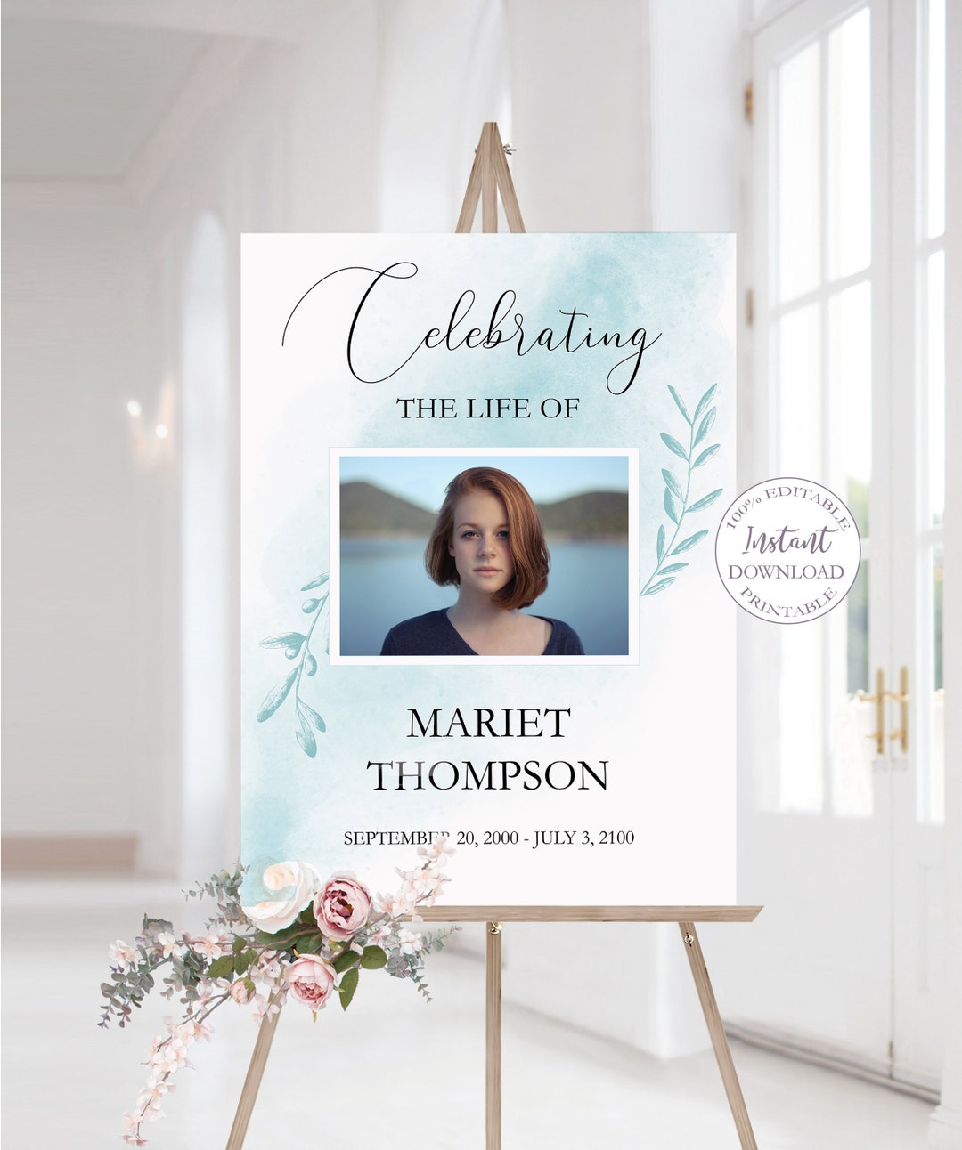 Funeral Welcome Sign Template, Editable Funeral Poster, Printable Large ...